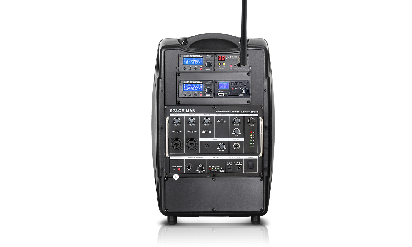 Stage PA Handheld Mic Package - 100W Portable System with Wireless Mic ...